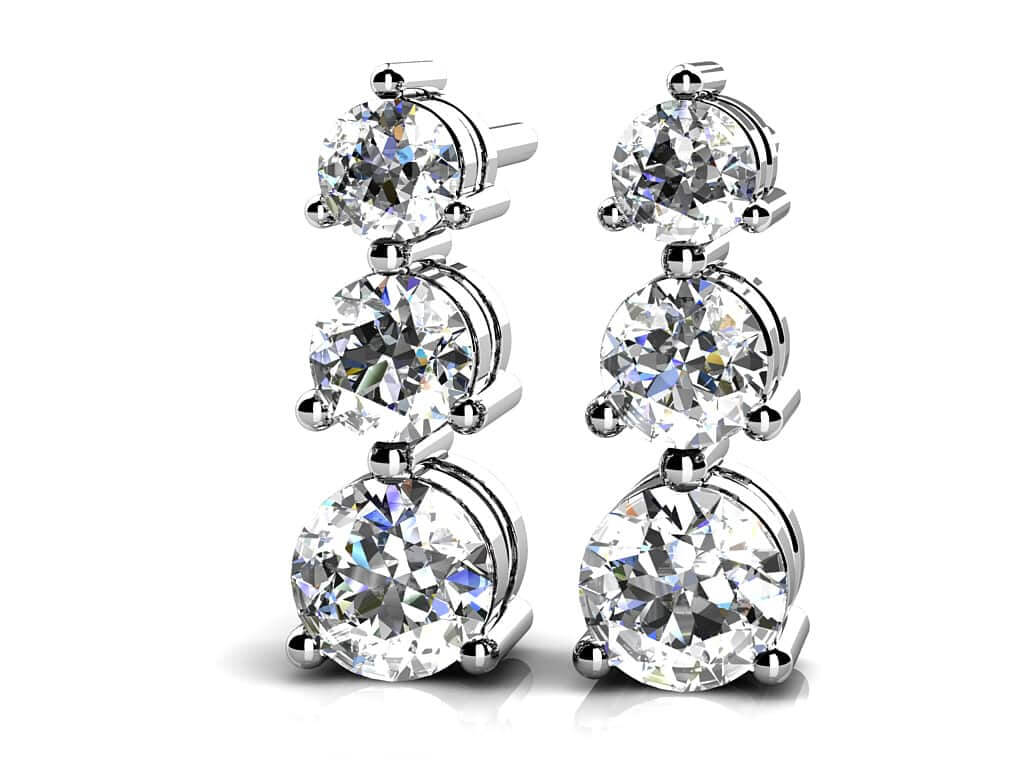 Shop For Three Stone Diamond Earrings