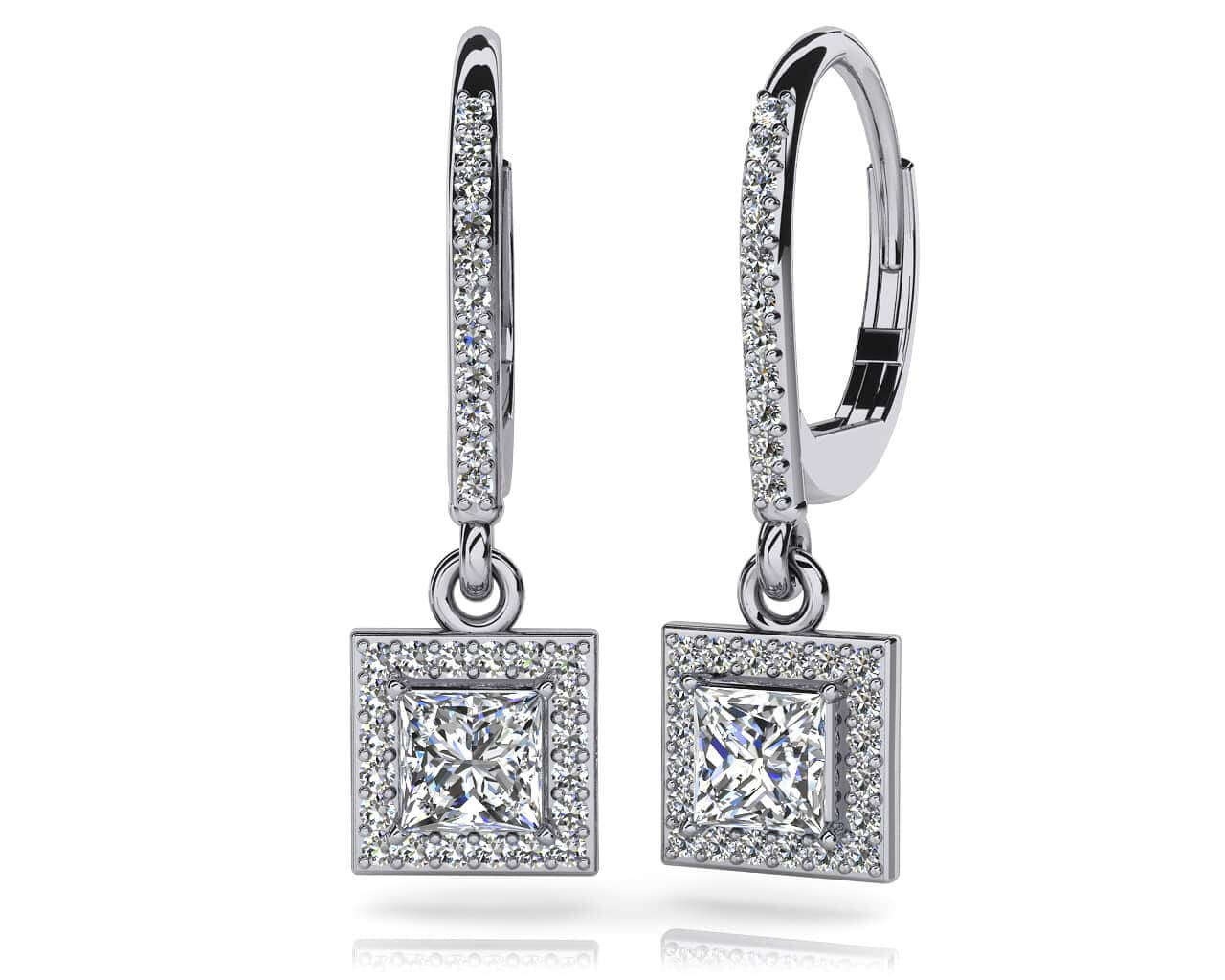 Princess Cut Diamond Drop Earrings