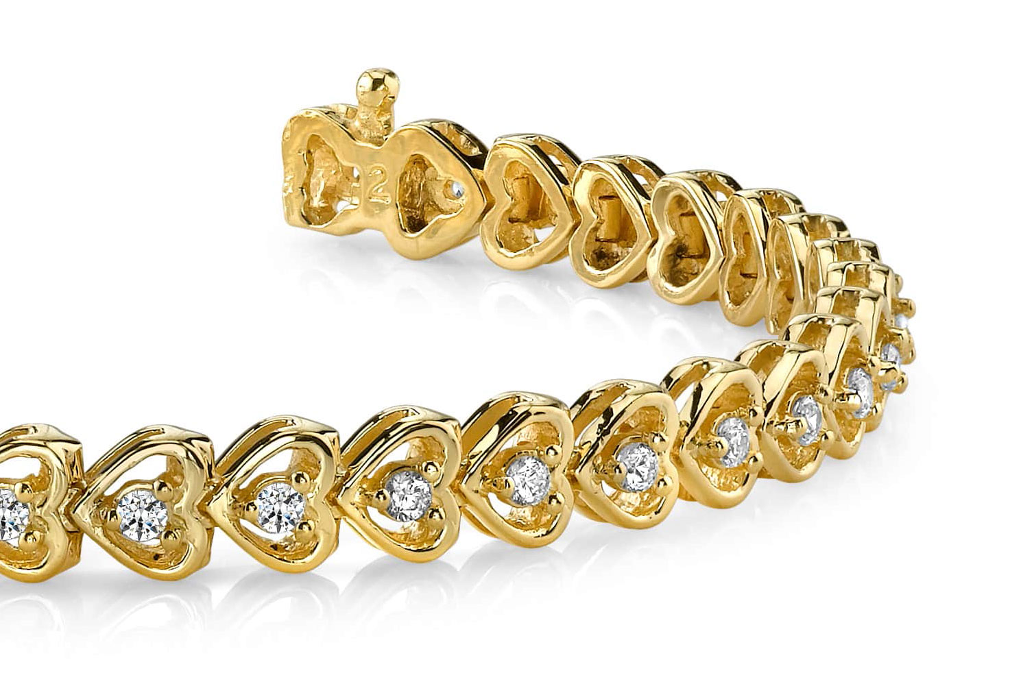 Floating Diamond Heart Bracelet Available In Platinum Or Gold