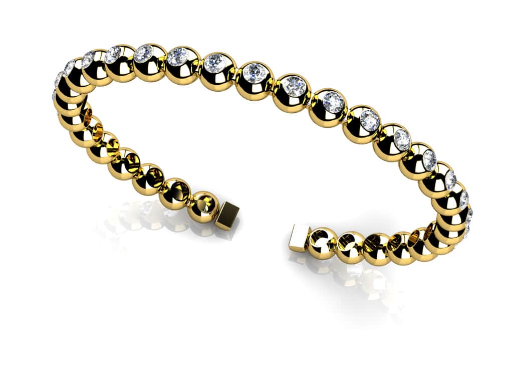 Bezel Set Flexible Diamond Bangle Bracelet