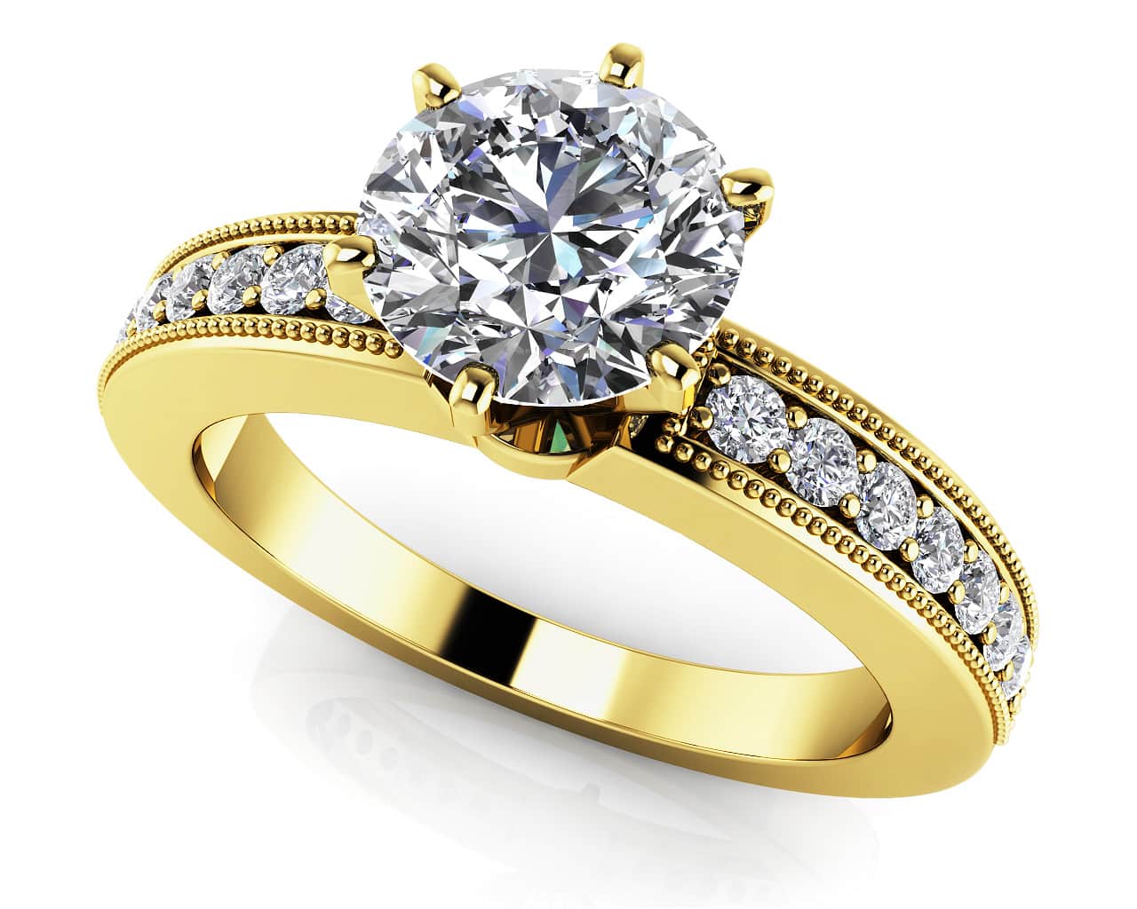Six Prong Side Channel Engagement Ring
