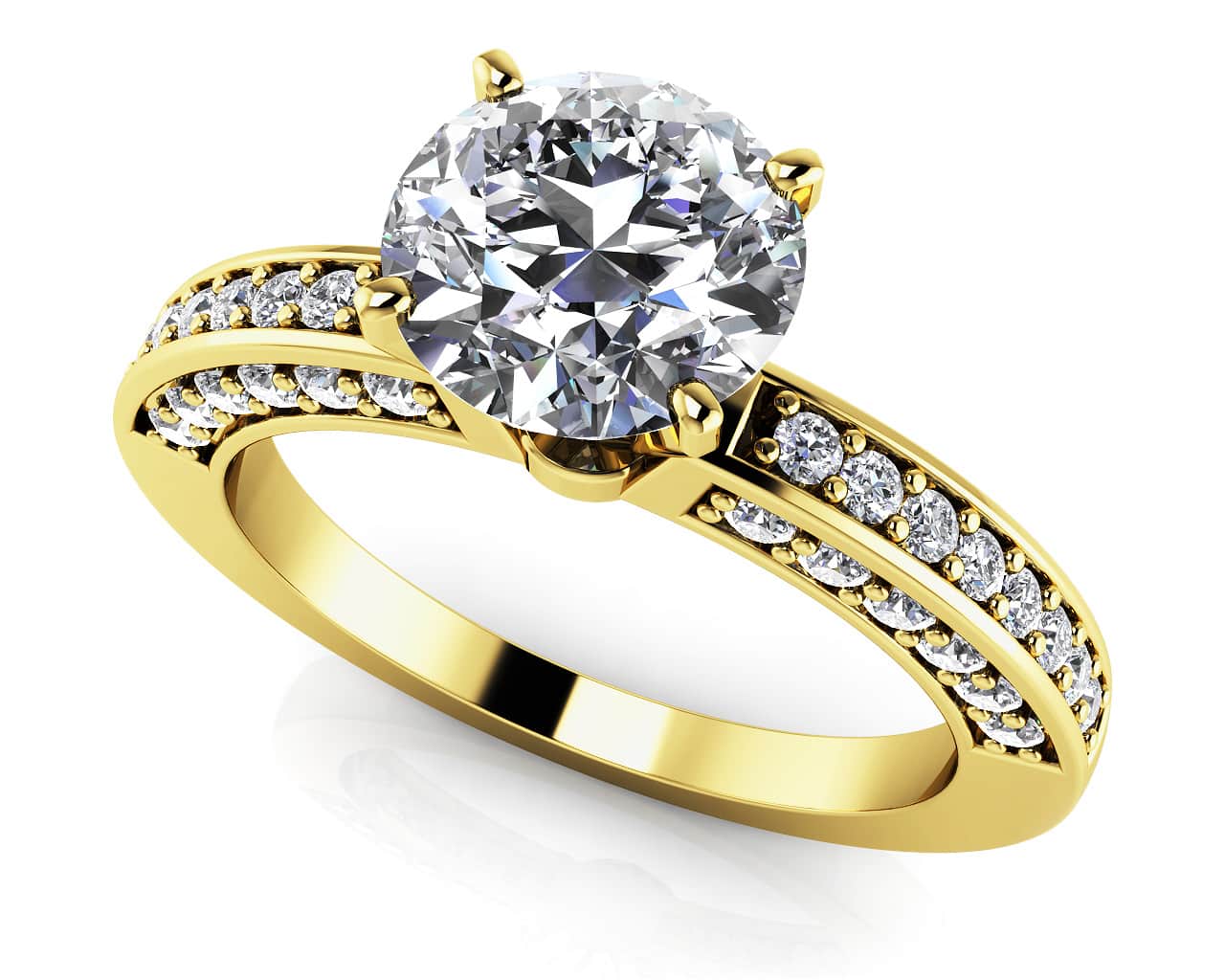 Vintage Look Side Stone Engagement Ring