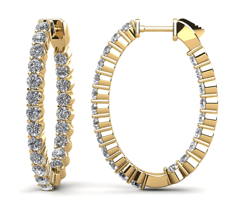 Oval Shaped Classic Diamond Hoop Earrings Medium Oval Shaped Classic Diamond Hoop Earrings Medium