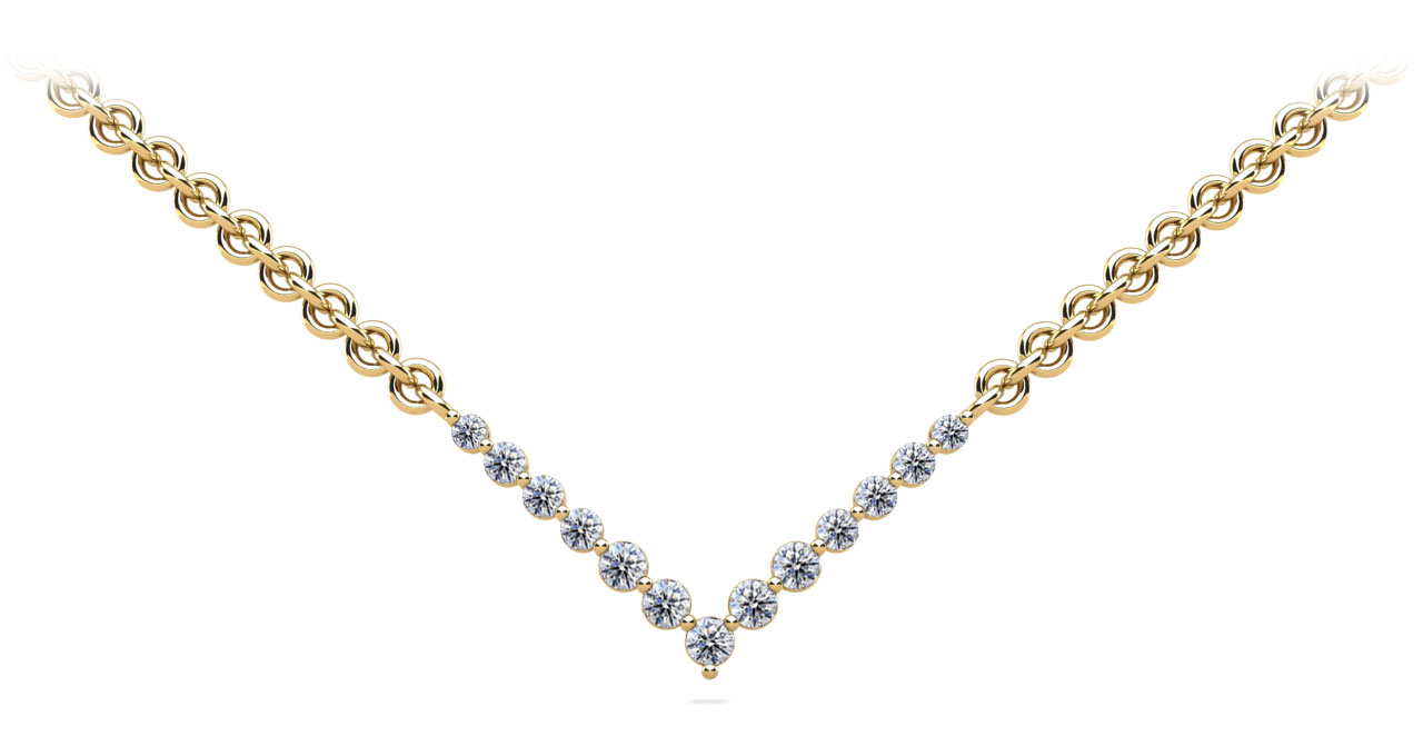 Graduated V Neck Diamond Necklace